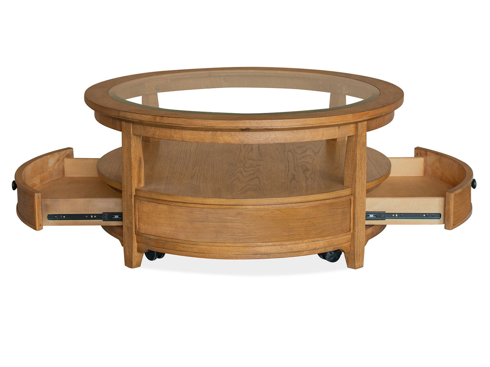 Durant - Round Cocktail Table With Casters - Honey Brown — Furniture ...