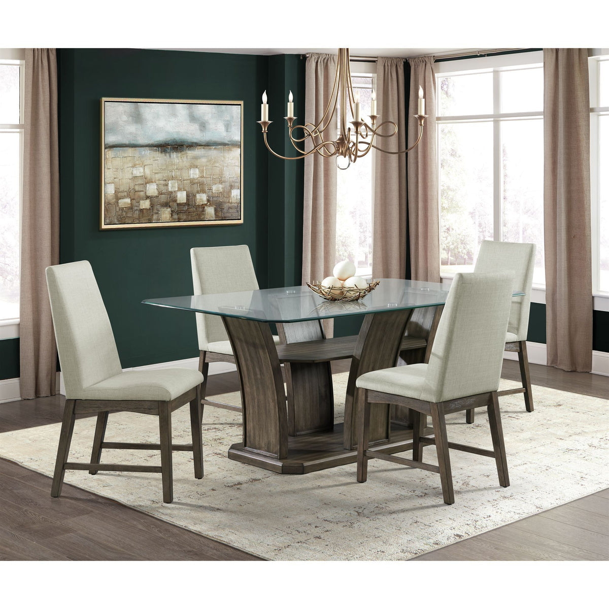 Dapper - Rectangular Dining 5 Piece Set (Table And Four Chairs) - Waln ...
