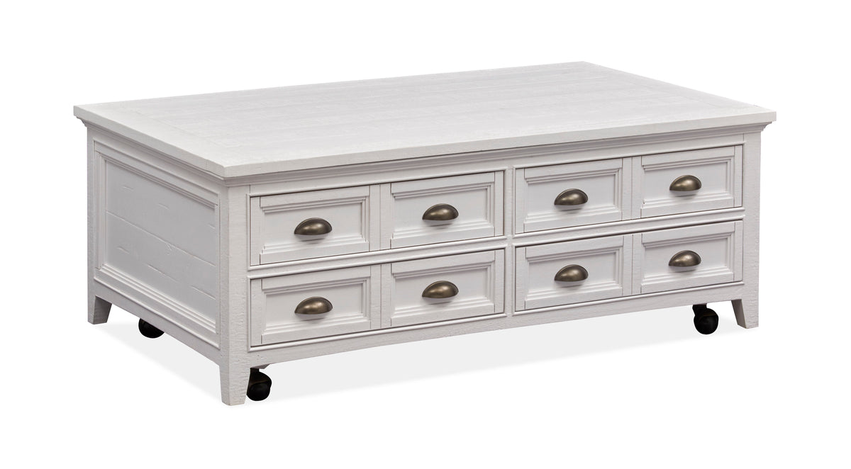 Heron Cove - Lift Top Storage Cocktail Table With Casters - Chalk Whit ...