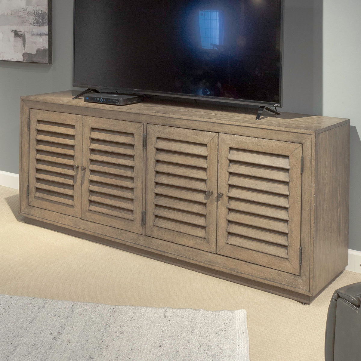 Aspen Sky - 78" TV Console - Weathered Saddle Brown — Furniture ...