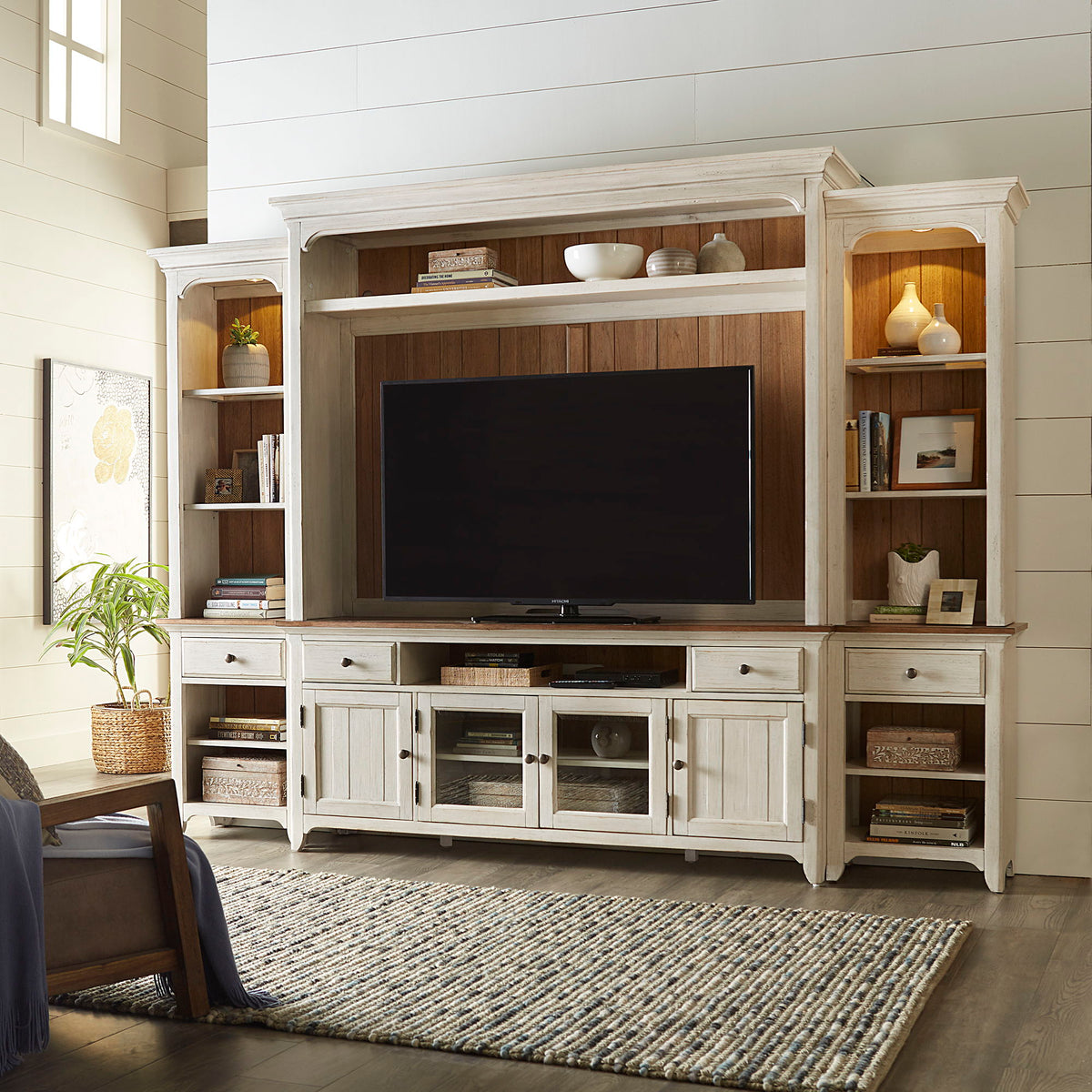 Farmhouse Reimagined - Entertainment Center — Furniture Merchandise Outlet